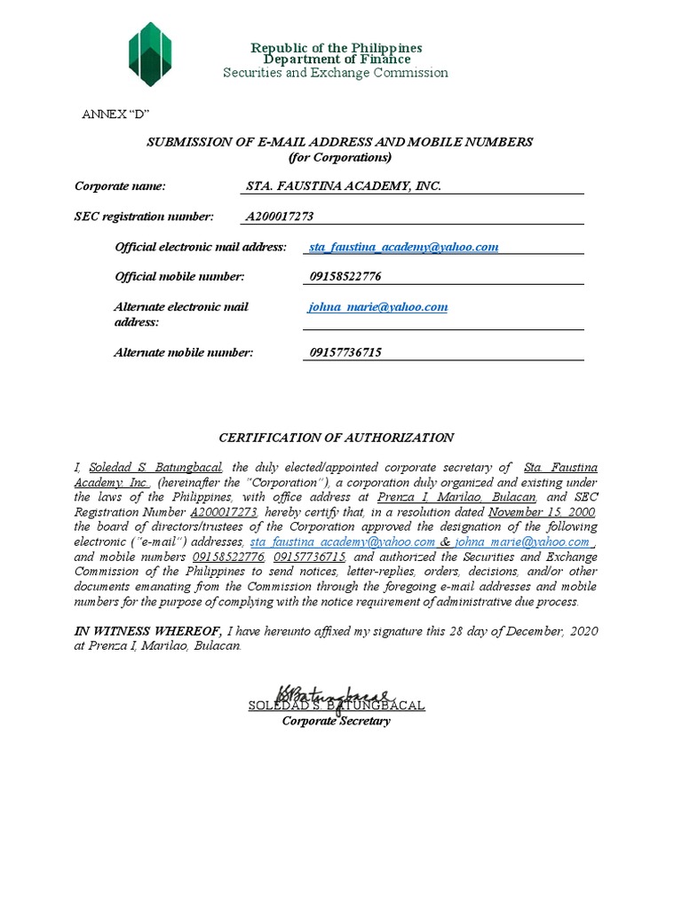 1 ANNEX D - SEC MC No. 28 | PDF