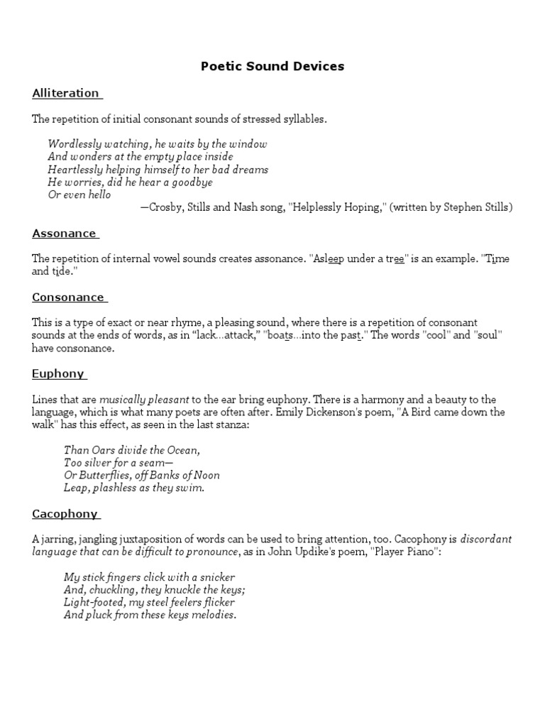Poetic Sound Devices | PDF | Poetry | Phonaesthetics
