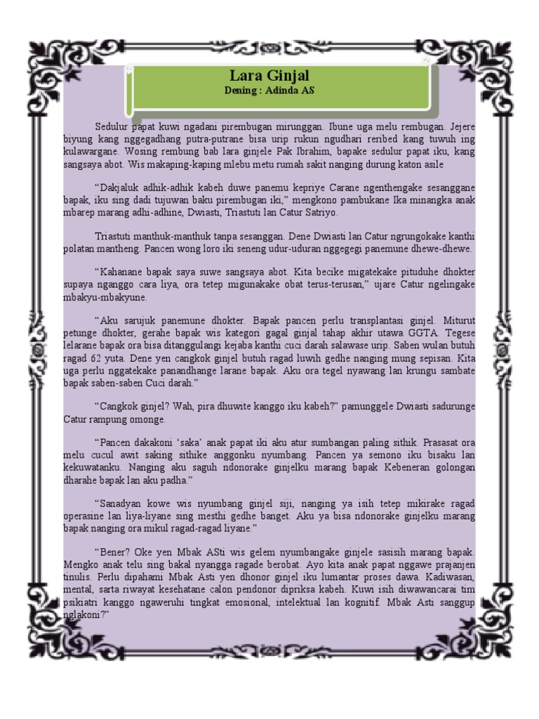 Cerkak Lara Ginjal - Subhan Ali | PDF