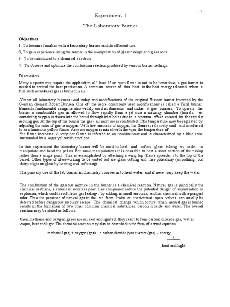 The Laboratory Burner: Experiment 1 | PDF | Gases | Physical Sciences