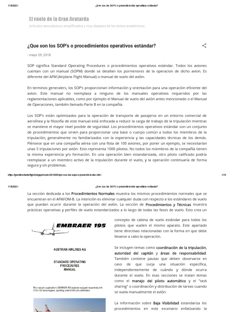 ¿Que Son Los SOP's o Procedimientos Operativos Estándar | PDF | Avión ...