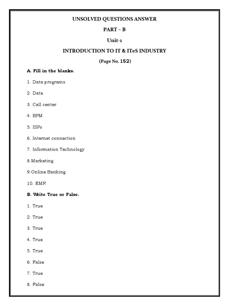 UNSOLVED QUESTIONS Pg. No-152 | PDF | Educational Technology