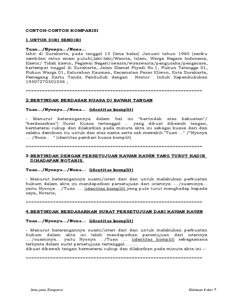 20 Macam Komparisi Akta Notaris | PDF