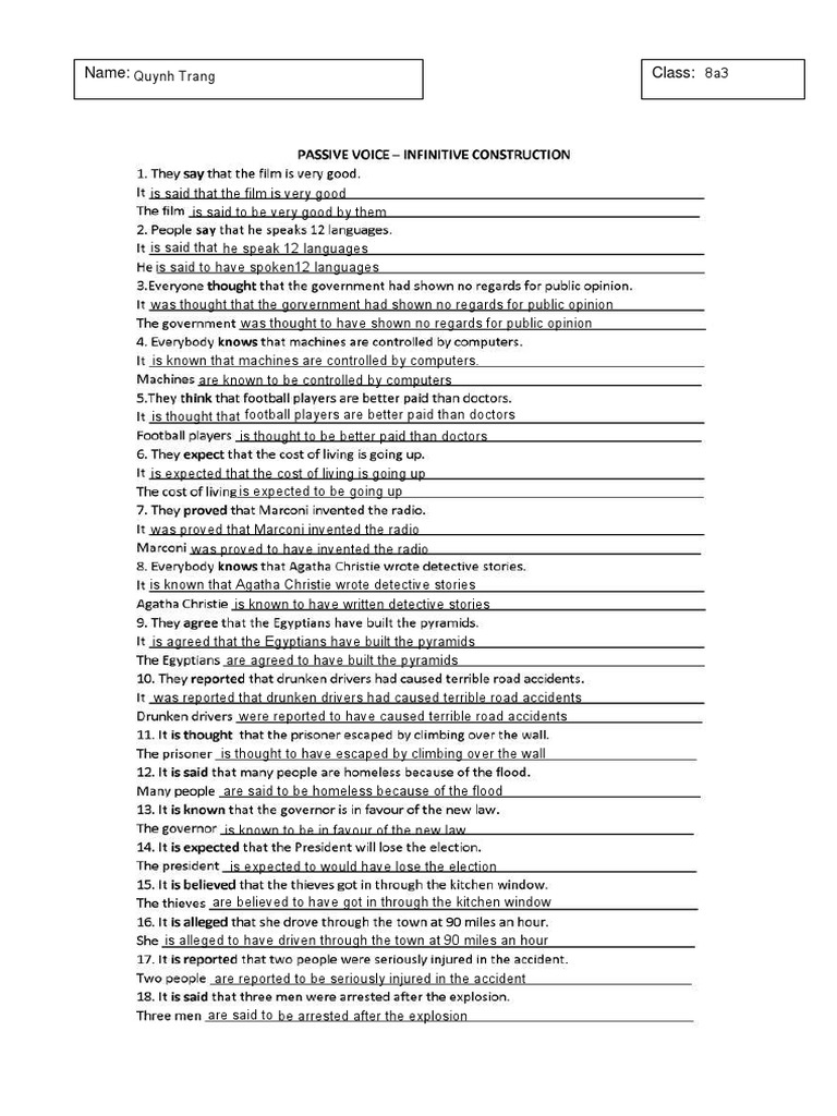 Passive Reporting Structure Exercises | PDF