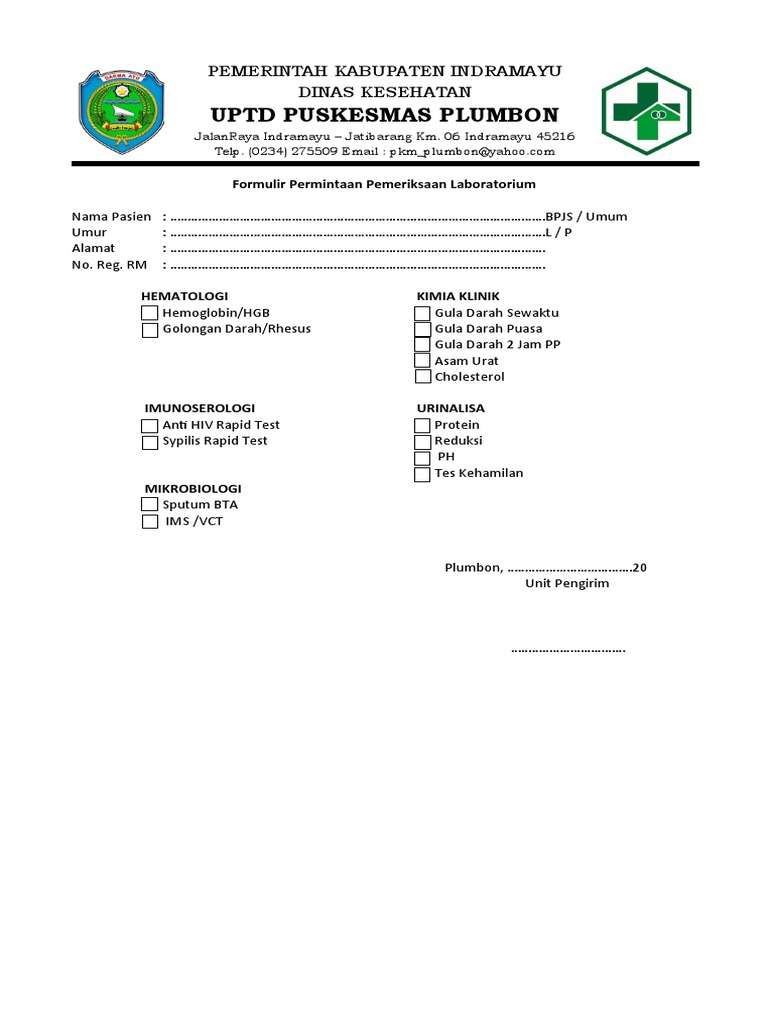 Form Permintaan Pemeriksaan Laboratorium Baru | PDF