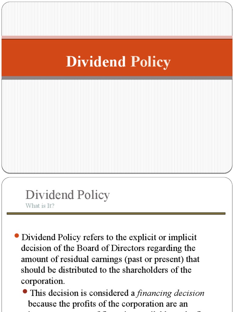 Dividend Policy | PDF | Dividend | Equity Securities