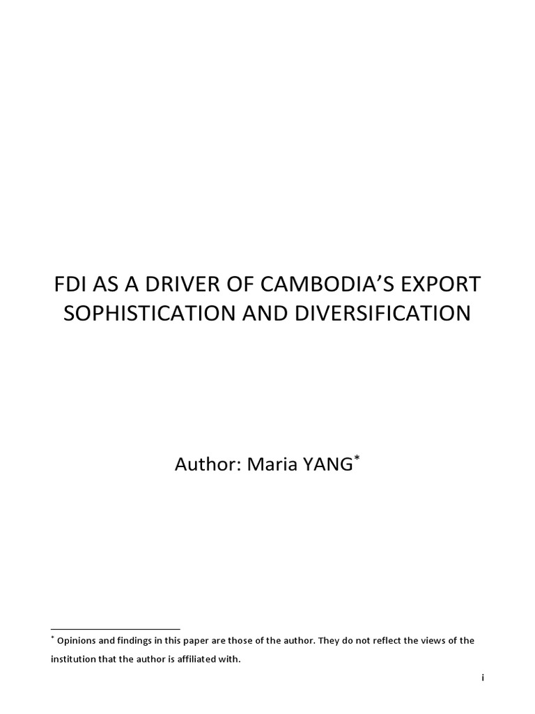 FDI's Impact on Cambodia's Export Growth | PDF | Foreign Direct ...