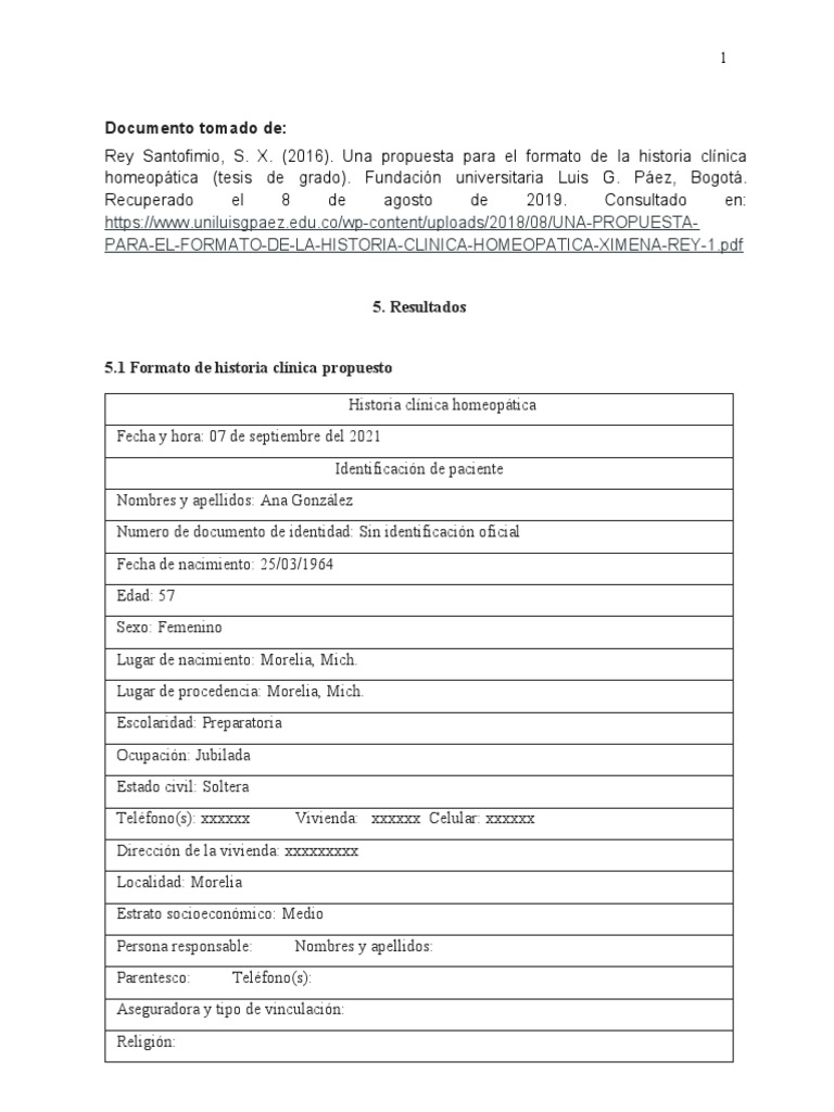 Formato de Historia Cl¡Nica Homeop Tica | PDF | Historial médico | Medicina CLINICA