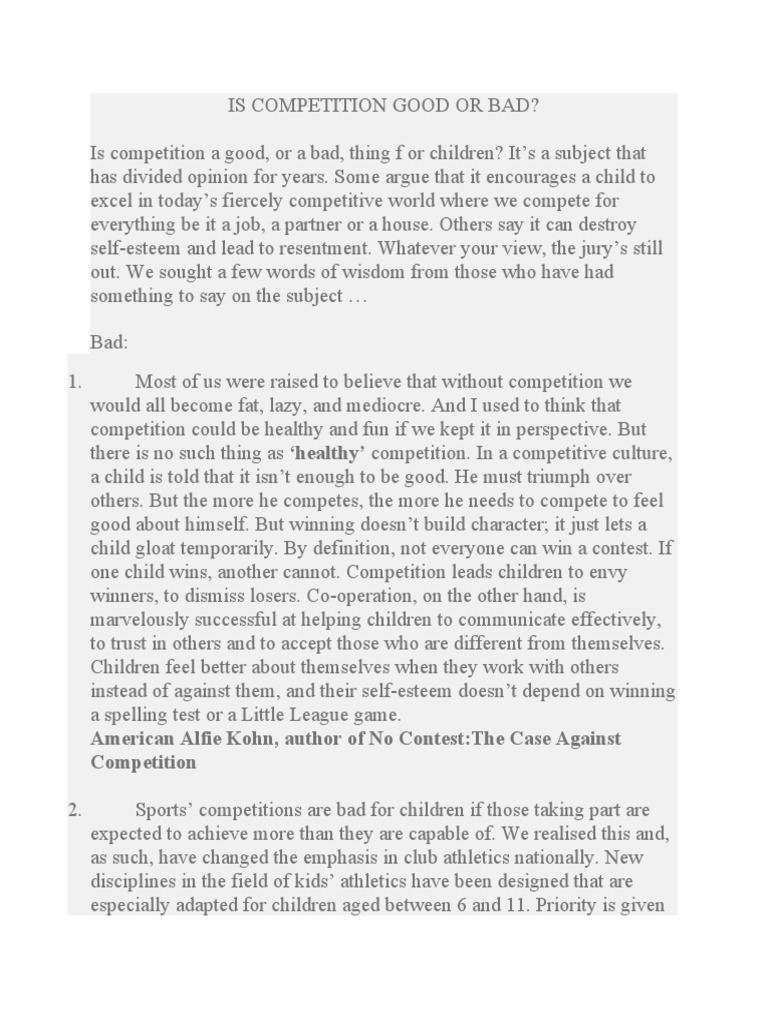 Is Competition Good or Bad | PDF | Competition | Motivation