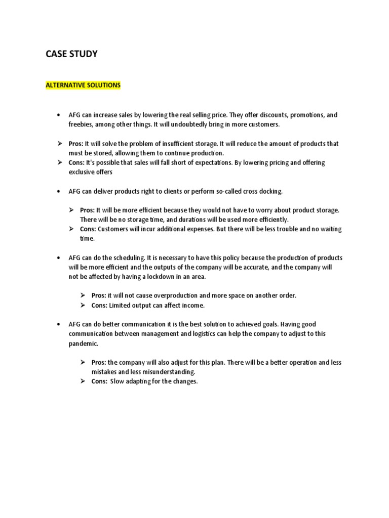 Case Study: Alternative Solutions | PDF | Career & Growth | Finance ...