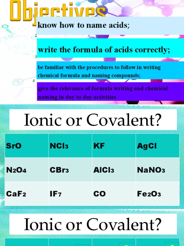 Naming and Writing Chemical Acids | PDF