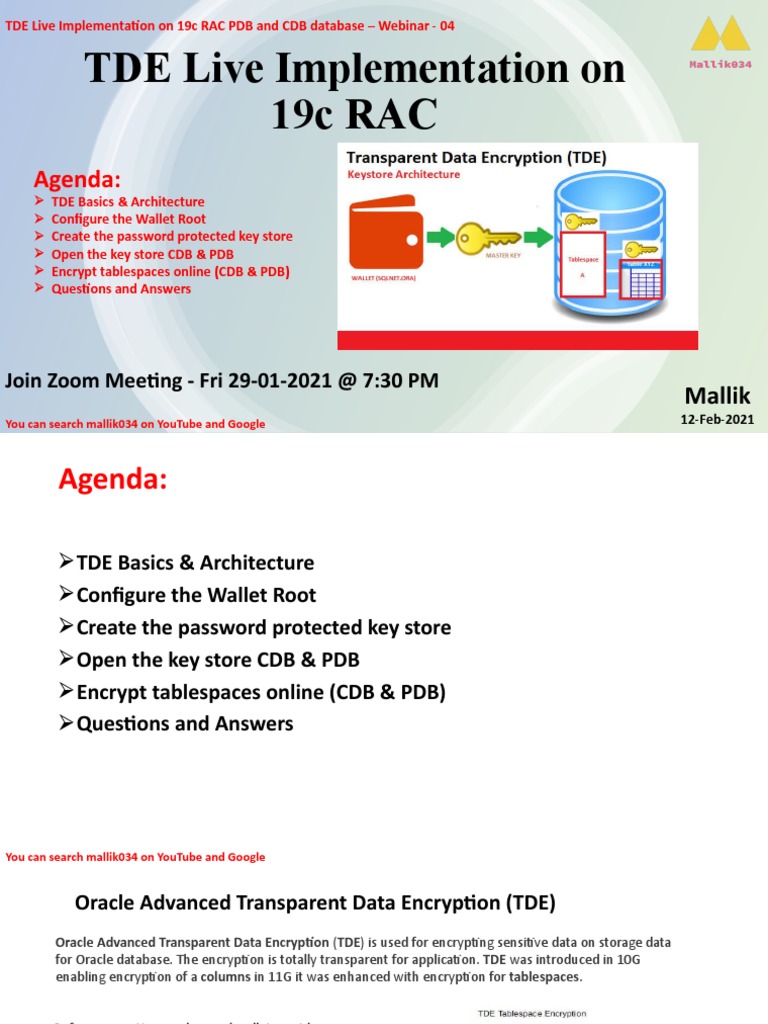 Oracle TDE 19c RAC Webinar | PDF | Encryption | Databases