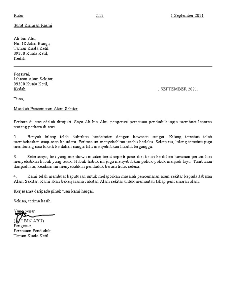 Surat Kiriman Rasmi BM T6 | PDF