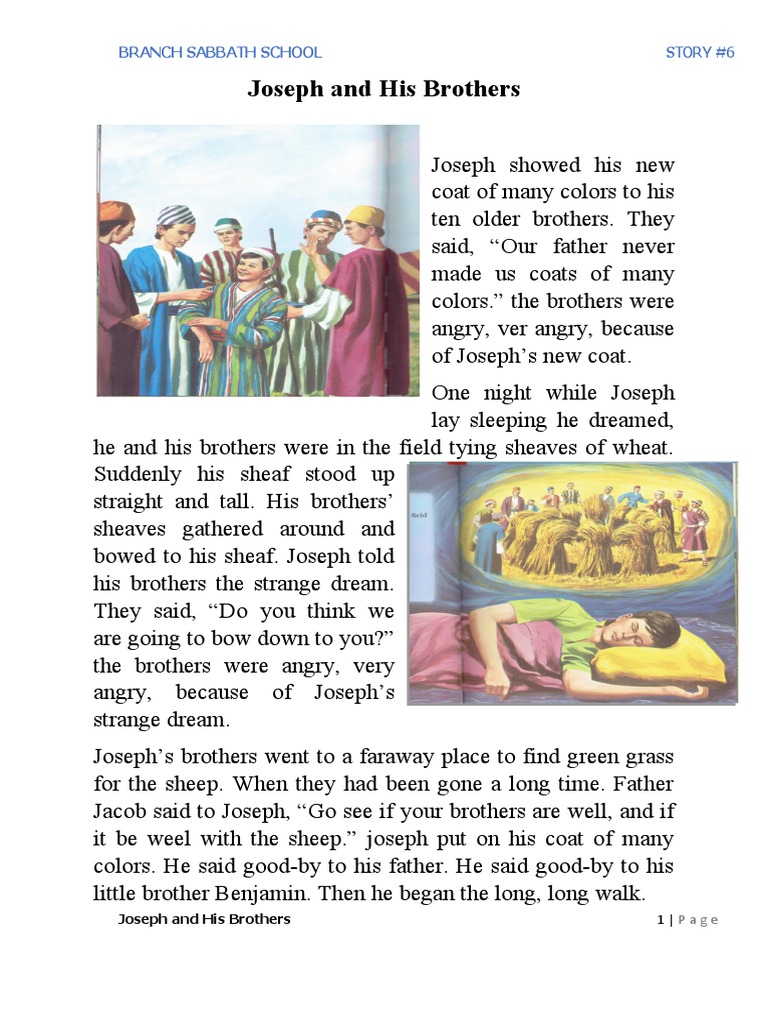 Joseph and His Brothers: Story #6 Branch Sabbath School | PDF | Jacob ...