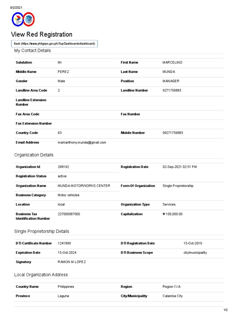 View Red Registration: My Contact Details | Download Free PDF | Service ...
