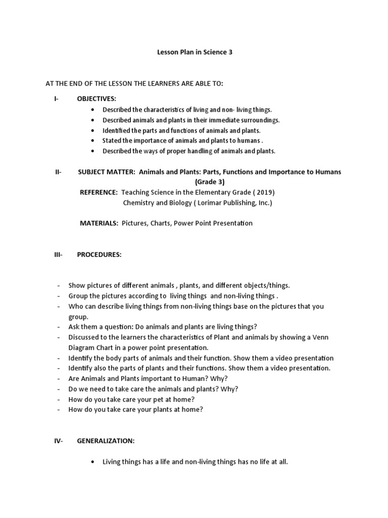 Importance of Plants and Animals in Grade 3 | PDF | Life | Lesson Plan