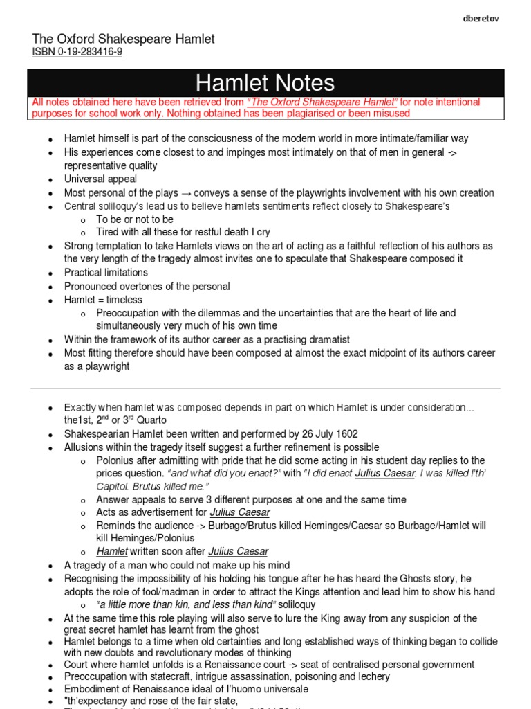 The Oxford Shakespeare Notes | Hamlet | William Shakespeare
