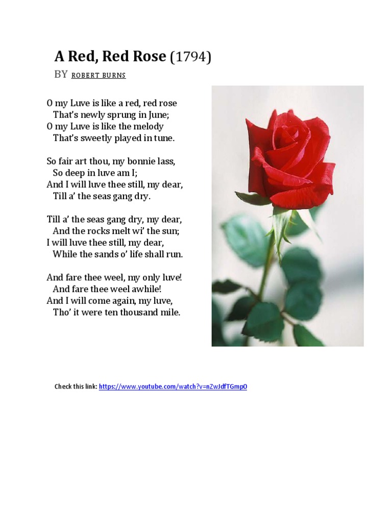 Full Text Poem A Red Red Rose | PDF