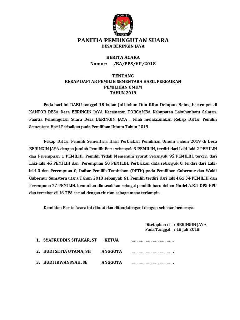 BA DPSHP Pleno PPS BERINGIN JAYA | PDF