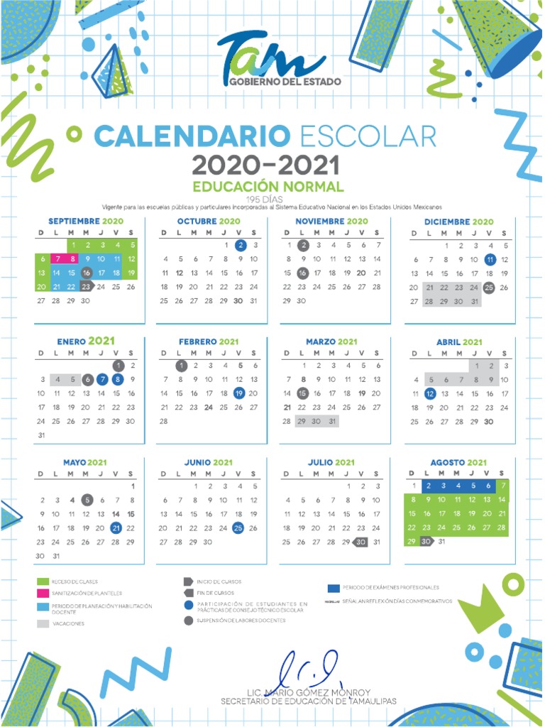 Calendario Escolar Normales 2020 2021 | PDF
