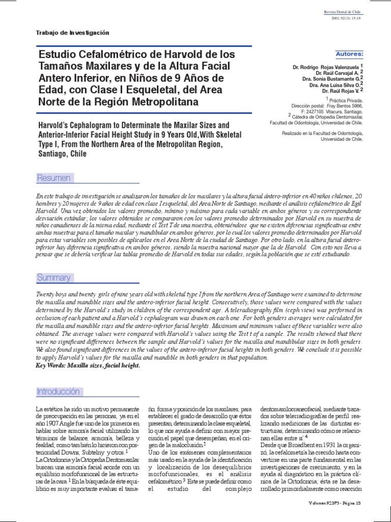 Estudio Cefalometrico de Harvold... | PDF | Desviación Estándar ...