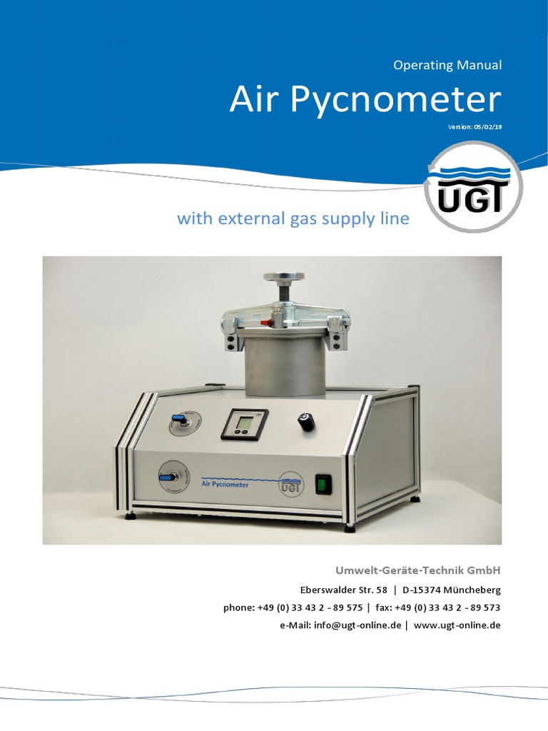 Air Pycnometer: With External Gas Supply Line | PDF | Pressure ...