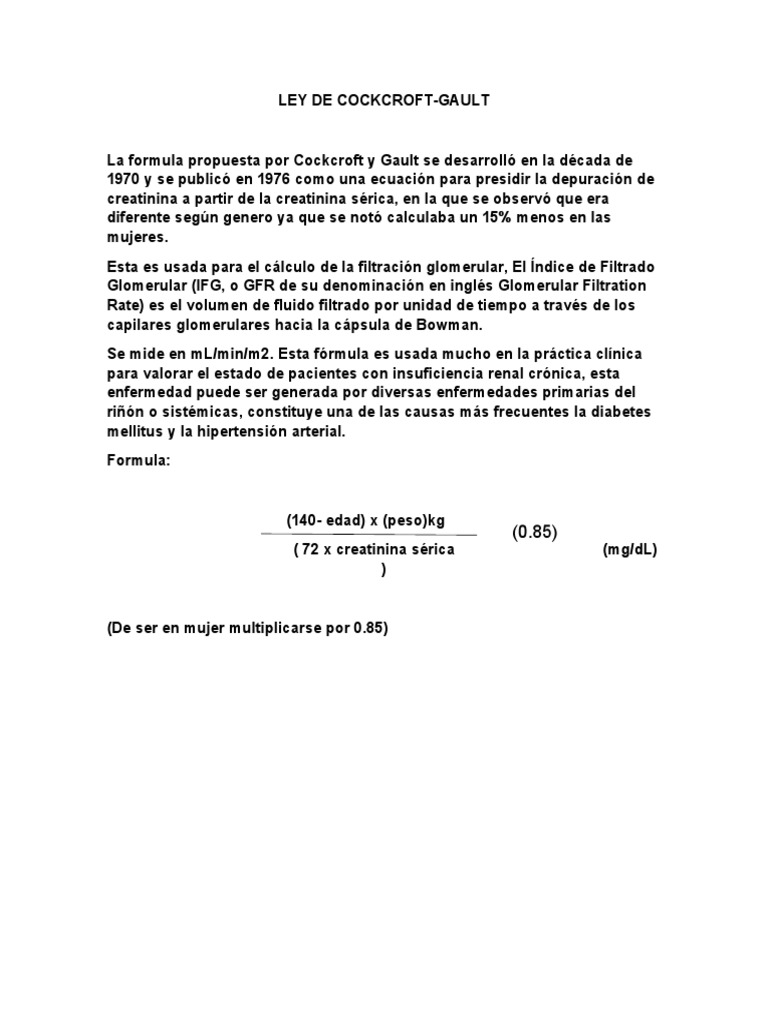 Ley de Cockcroft-Gault | PDF | Salud y bienestar