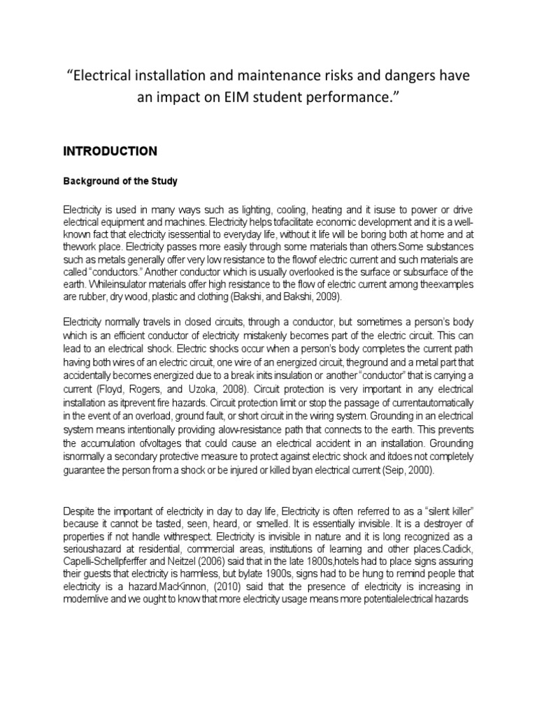 Eim Student Performance Impacted by Electrical Installation and ...