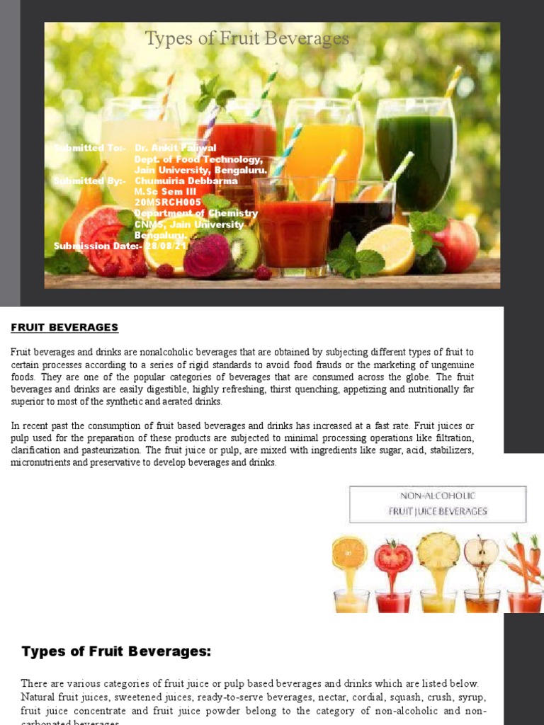 Types of Fruit Beverages | PDF | Drink | Juice