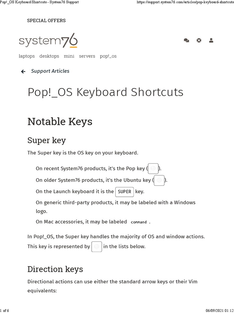 Pop! - OS Keyboard Shortcuts - System76 Support | PDF | Keyboard Shortcut | Window (Computing)