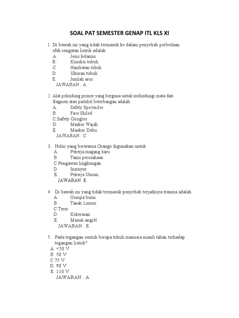Soal Pat Semester Genap Itl KLS Xi | PDF