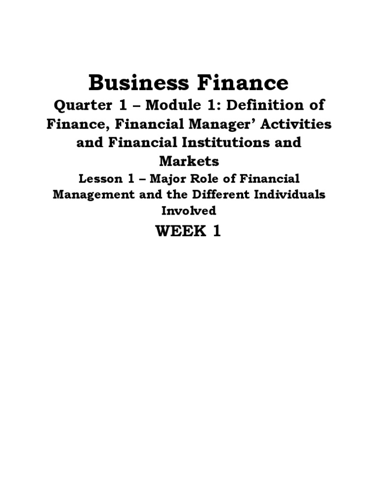 Business Finance Module 1 Overview | PDF | Public Finance | Business