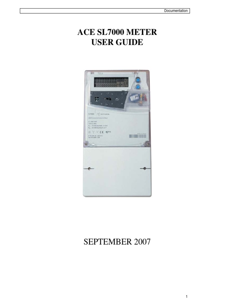 Ace Sl7000 Meter User Guide: September 2007 | PDF | Mains Electricity ...