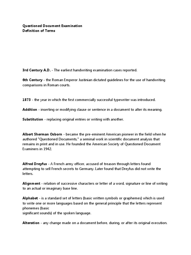Questioned Document Examination Reviewer | PDF | Typewriter | Graphology