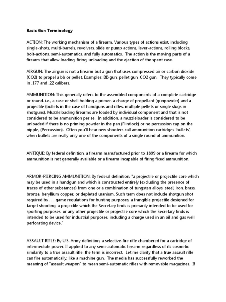 Basic Gun Terminology | PDF | Firearms | Cartridge (Firearms)