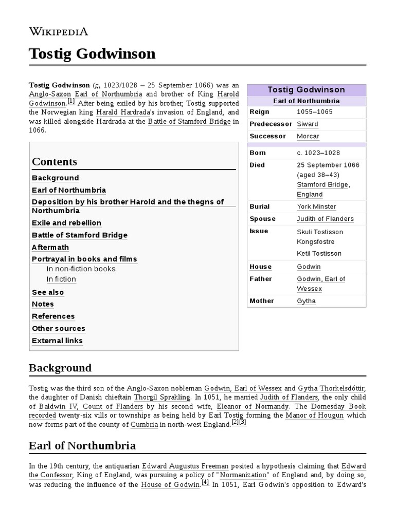 Tostig Godwinson | PDF | Anglo Saxon England | Medieval England