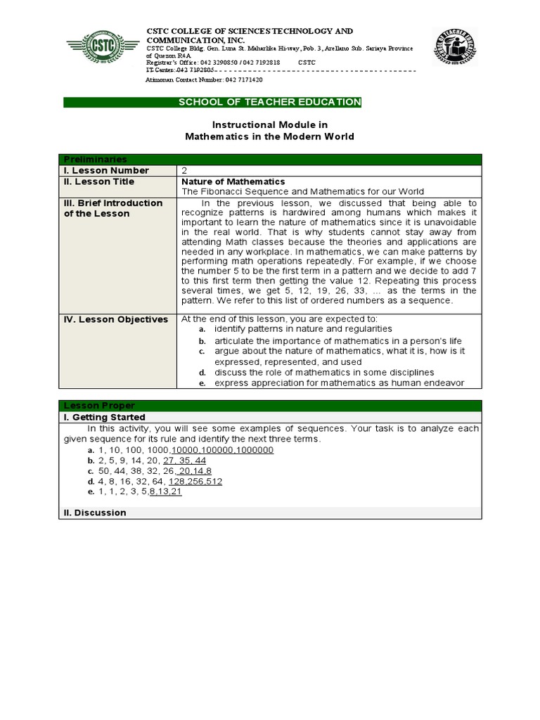 Math Lesson-2 Answers | PDF | Science | Mathematics