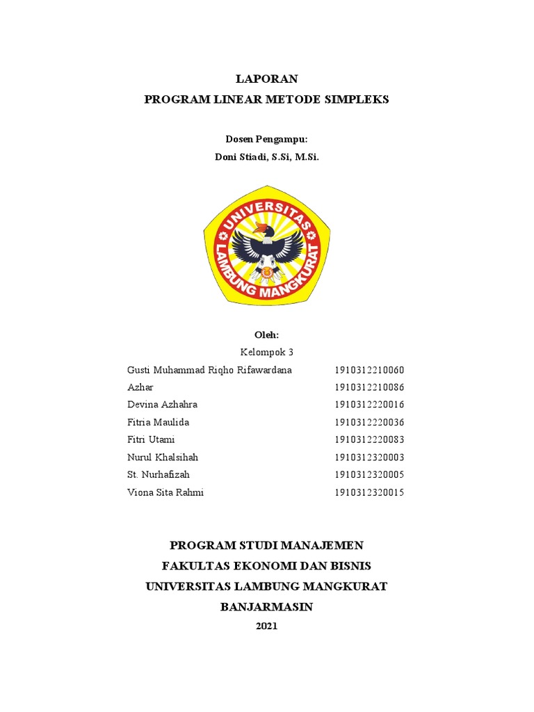 Kelompok 3 - Tugas Program Linear Metode Simpleks | PDF