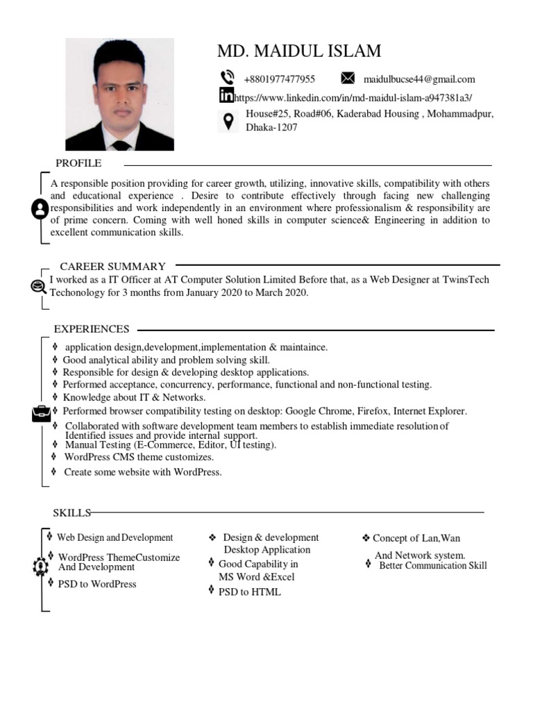 CV of Maidul Islam | PDF | Word Press | Adobe Photoshop