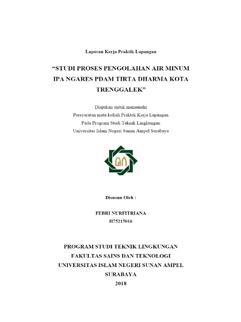 Studi Proses Pengolahan Air Minum Ipa Ngares Pdam Tirta Dharma Kota ...