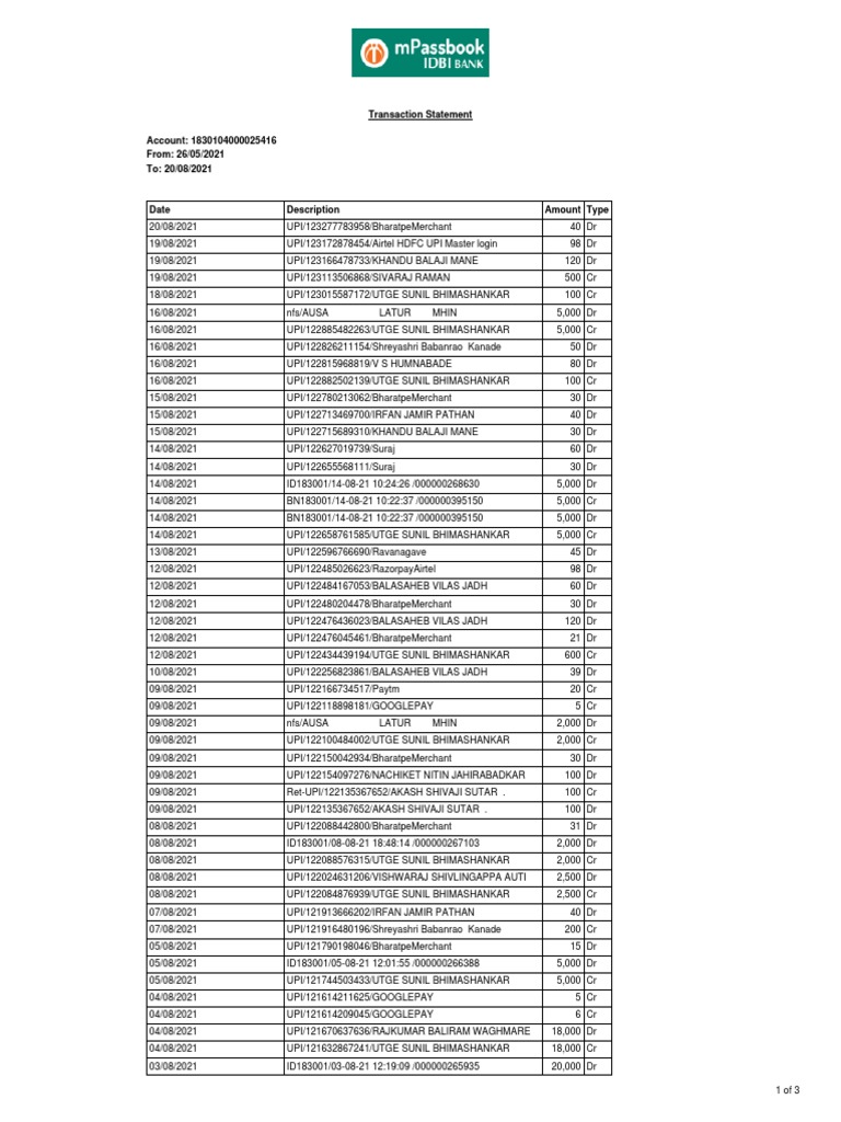 564 Idbi Statement | PDF | Social Science
