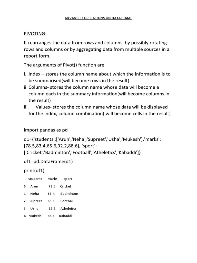 16 Advanced Operations On Dataframe | PDF | Computing | Computer Programming