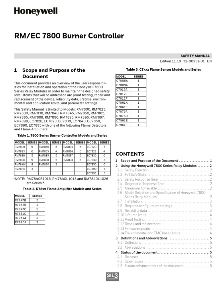 RM/EC 7800 Burner Controller: 1 Scope and Purpose of The Document | PDF ...