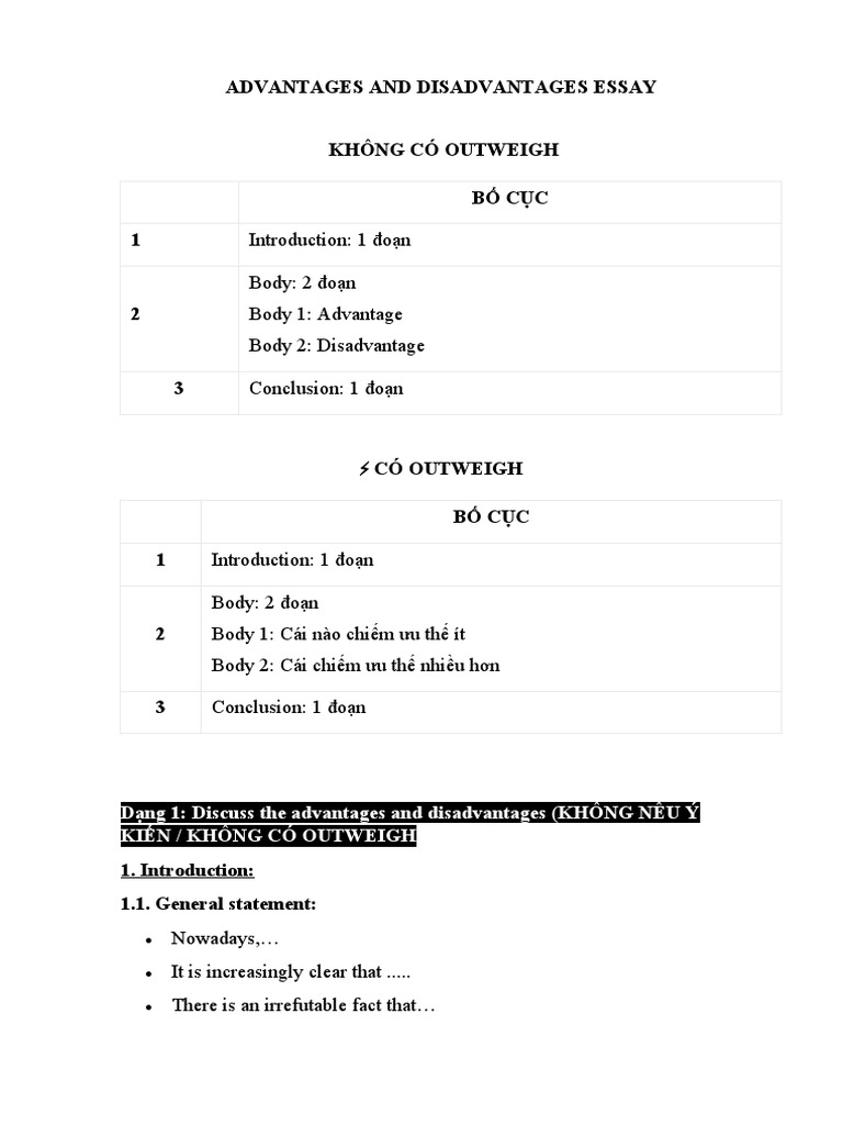Advantages and Disadvantages Essay | PDF | Paragraph