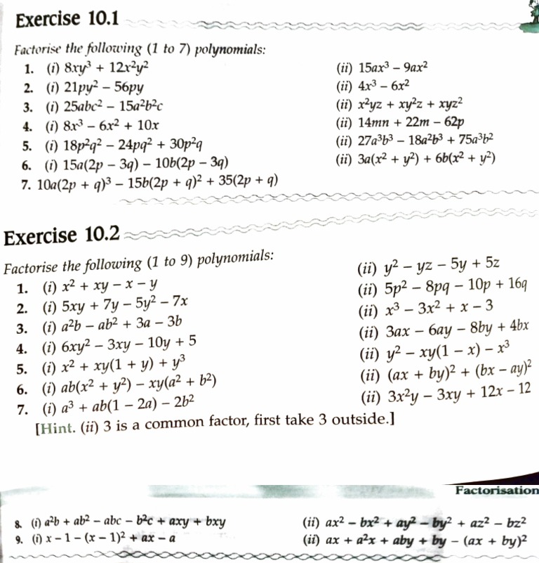 CH 10 Factorisation | PDF | Algebra | Mathematics