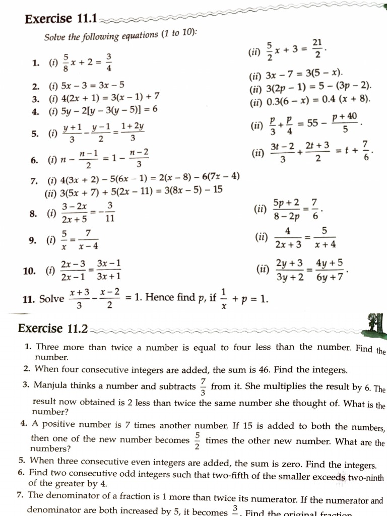 CH 11 Linear Equation in One Variable | PDF | Triangle | Rectangle