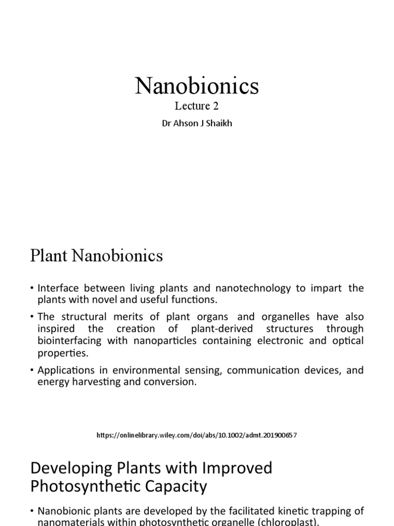 Nanobionics Lect 2 | PDF | Nanoparticle | Photosynthesis