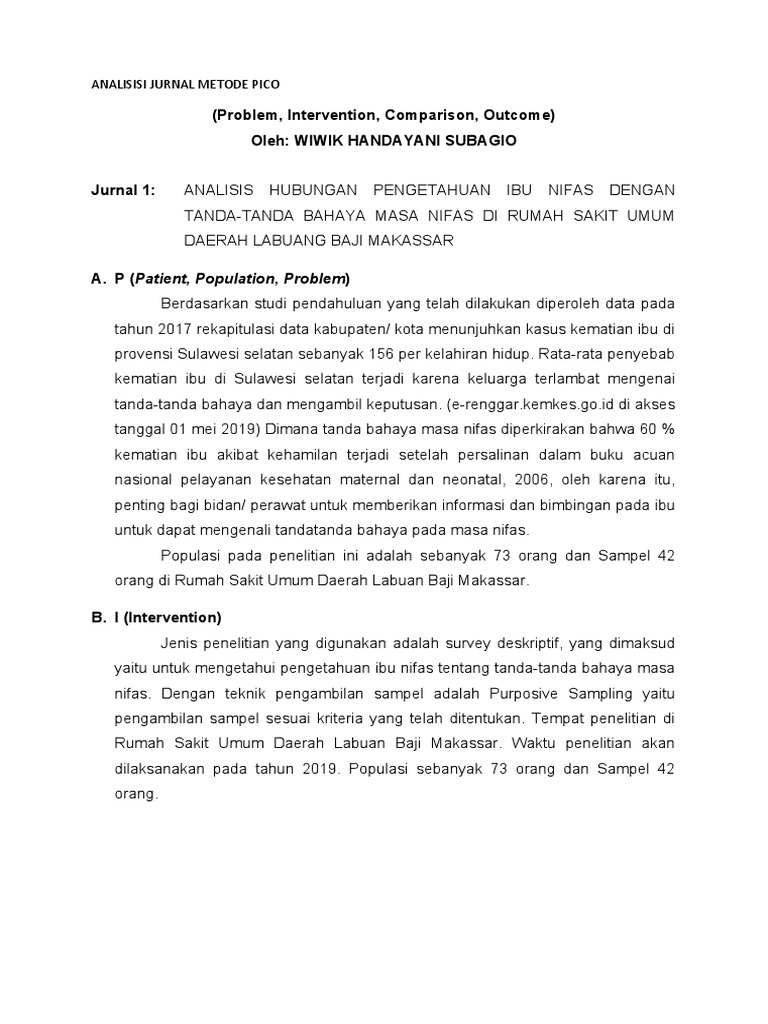 Analisisi Jurnal Metode Pico | PDF