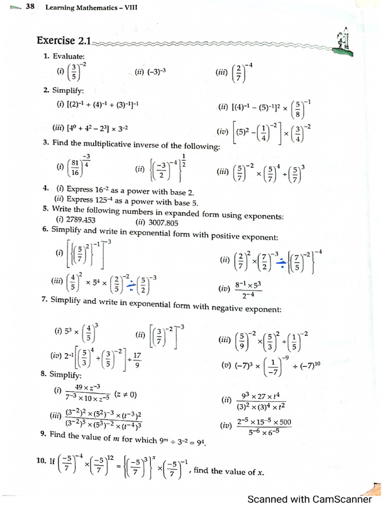CH 2 Exponents & Powers | PDF