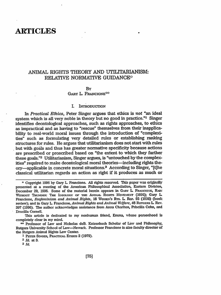 Animal Rights Theory and Utilitarianism | PDF | Animal Rights ...